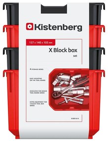 Kistenberg Sada 4 plastových boxů na nářadí X BLOCK BOX 157x140x210 černé/červené