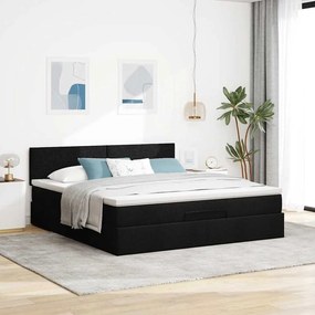 Osmanská postel s matrací &amp; LED černá 180x200cm látka 3312245