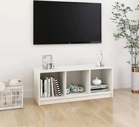 vidaXL TV stolek 104 x 33 x 41 cm masivní borové dřevo [809960] Barva: Bílá