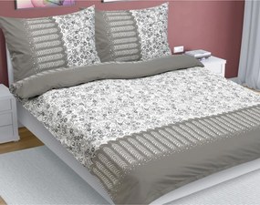 Bavlněné povlečení na dvoudeku Šedá 90/821 - 220x200 cm, 2ks 70x90 cm (220 cm šířka x 200 cm délka)