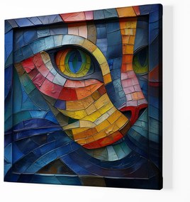 Obraz na plátně - Kočka mozaiková FeelHappy.cz Velikost obrazu: 120 x 120 cm
