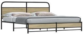 Kovový rám postele bez matrace dub sonoma 180 x 200 cm 3318689