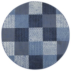 Kulatý koberec LUNA 503568/94955 Patchwork modrý Rozměr: průměr 120 cm