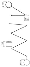 Redo 01-1822 - Lustr na lanku DODO 1xE27/15W/230V pavouk černá