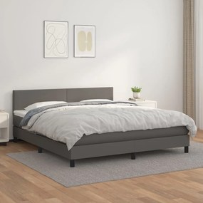 Box spring postel s matrací šedá 180x200 cm umělá kůže