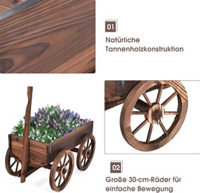 Costway Květinový vozík dřevěný vozík na květiny se 4 kolečky květinový vozík