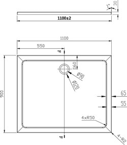 Olsen Spa Venets 110 x 90 x 3 cm VANKOBD9011 sprchová vanička