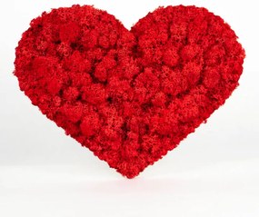 Mechový obraz | 33x25 cm | Srdce - červená