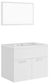 Set koupelnového nábytku - s umyvadlem - větší zrcadlo - dřevotříska | bílý