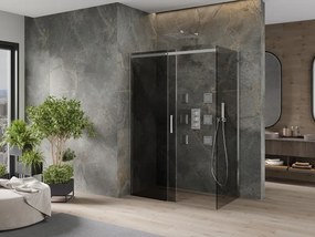 Mexen Omega sprchový kout 140x80cm, 8mm sklo, chromový profil-šedé sklo, 825-140-080-01-40