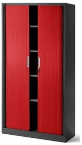 JAN NOWAK - Kovová policová skříň se zámkem a posuvnými dveřmi MIA - antracit/červená - rozměr 185x90 cm - 3D7078