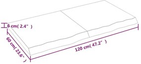 Petromila Nástěnná police hnědá 120x60x(2-6)cm ošetřený masivní dub