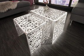 Abstraktní konferenční stolek sada 2 stříbrná / 38965