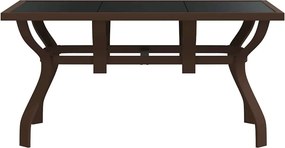 Zahradní stůl hnědočerný 140 x 70 x 70 cm ocel a sklo 318772