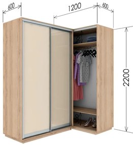 Casarredo Šatní skříň rohová LEVANTO 180x120 kraft zlatý/zrcadlo