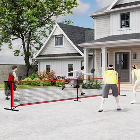 SPORTNOW Přenosná síť na pickleball – Sada 6,7m s nejvyššími standardy, včetně sítě, značkovačů, sběrače míčků a tašky pro venkovní použití
