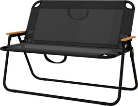 Outsunny Zahradní Lavice pro Dva, Skládací Lavice s Nosností 220 kg, pro Kempování, Patio, Černá, 108 x 65 x 73 cm | Aosom