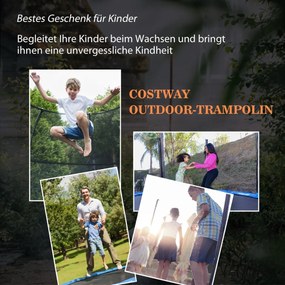 Costway Venkovní trampolína φ333 cm se žebříkem a basketbalovým míčem, ochrannou