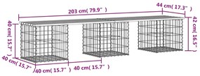 Zahradní lavice gabionový design 203 x 44 x 42 cm borové dřevo,  834343