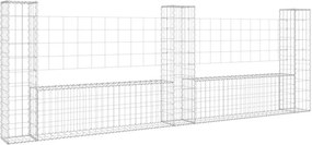 Gabionový koš ve tvaru U se 3 sloupky železo 260 x 20 x 100 cm 151276