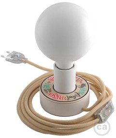 creative cables Svítidlo posaluce mini-ufo s oboustranným dřevěným diskem z kolekce pemberley pond s textilním kabelem, vypínačem a zástrčkou Barva: Fuller+Lincoln