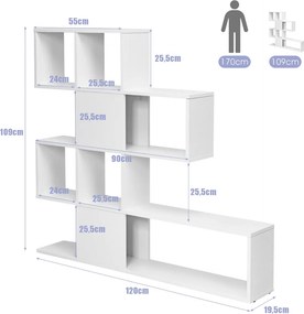 Costway Dřevěná dělicí příčka na knihy ve stylu moderního 5 patrového žebříku