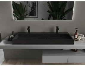 Mexen Ava, umyvadlo na desku z konglomerátu 2/O 120 x 46 cm, černá matná, 23011272