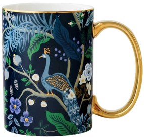 Rifle Paper Co. Porcelánový hrnek Peacock 470 ml, modrá barva, porcelán