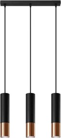 Závěsné svítidlo SOLLUX Loopez 3L GU10 3x40W bez zdroje ocel černá/měděná SL.0948
