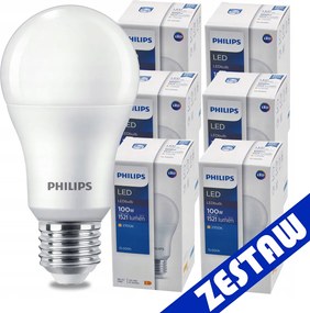 SADA 6 LED žárovek E27 13W = 100W PHILIPS 1521lm Teplá bílá 2700k LED žárovka A60
