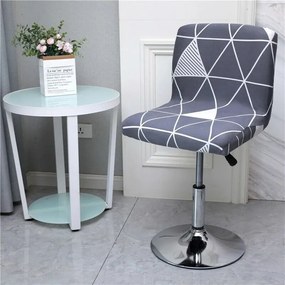 Elastické potahy na židle s nízkým opěradlem, barové židle Motiv: šedá, trojúhelníky