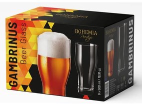 BOHEMIA PRESTIGE GAMBRINUS PIVNÍ SKLENICE 500ML SADA 6 KS