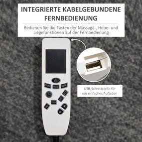 Masážní křeslo HOMCOM, polohovací křeslo se stojanem, TV křeslo s USB připojením, s funkcí polohování, kolečka, dálkové ovládání, do 150 kg, černé | …