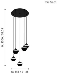 Eglo 98683 - LED Lustr na lanku PERPIGO 5xGU10/5W/230V