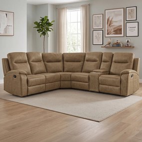 Sedací souprava MALAGA | 248x276 cm | UNIVERZÁLNÍ levá i pravá | s FUNKCÍ RELAX | hnědá látka  | EXTRA POHODLNÉ