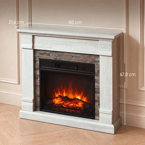 HOMCOM Dekorativní elektrický krb 1800 W s třístupňovým plamenným efektem, termostat, časovač, dálkové ovládání, přírodní