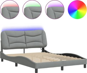 Rám postele s LED bez matrace Hvar Světle šedá 140x190 cm Látka 3213697