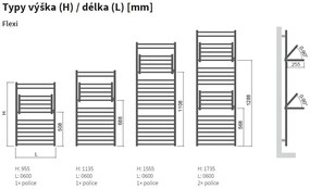 Isan Flexi 1555 x 600 mm koupelnový radiátor bílý Koupelny Bernold