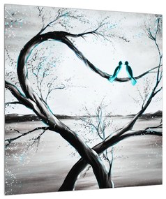 Obraz dvou ptáků na stromě (40x40 cm)