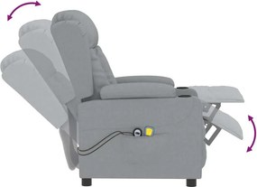 Elektrické masážní křeslo světle šedé textil 3098789