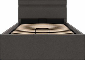 Rám postele s úložným prostorem LED tmavě šedý textil 90x200 cm 285600