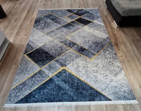 HU Šedomodrý moderní koberec VELVET LH024 Rozměr: 50x80 cm