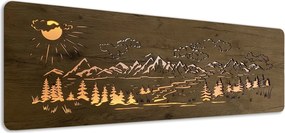 Li-Go "Hory, les" světelný obraz s baterií 120x40cm varianta ovládání: manuál/pohybové čidlo, provedení povrchu: dub