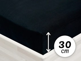 Jersey napínací prostěradlo na vysokou matraci JR-030 Černé 100 x 200 - výška 30 cm