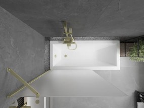 Mexen Next, vanová zástěna 1-křídlová 100 x 150 cm, fixní křídlo, 6 mm námraza sklo, zlatý profil, 895-100-000-00-30-50