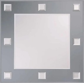 Amirro Fazetované zrcadlo na zeď do pokoje ložnice dekorativní s aplikacemi MONDO 60 x 60 cm se šedými zrcadlovým podkladem a fazetkami 711-478