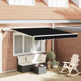 Stahovací markýza Černá 350 x 250 cm Látka a hliník 3330322