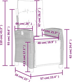 vidaXL Polohovací zahradní křeslo s podnožkou polyratan [365232] Barva: Šedá