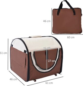 PawHut Taška pro Mazlíčky - Skládací Klec pro Psy, Provzdušněná Taška pro Mazlíčky s Odnímatelným Beránkovým Polštářem 61 x 46 x 51 cm