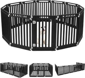 Costway Skládací ohradník pro psy z HDPE s 12 panely a uzamykatelnými dvířky